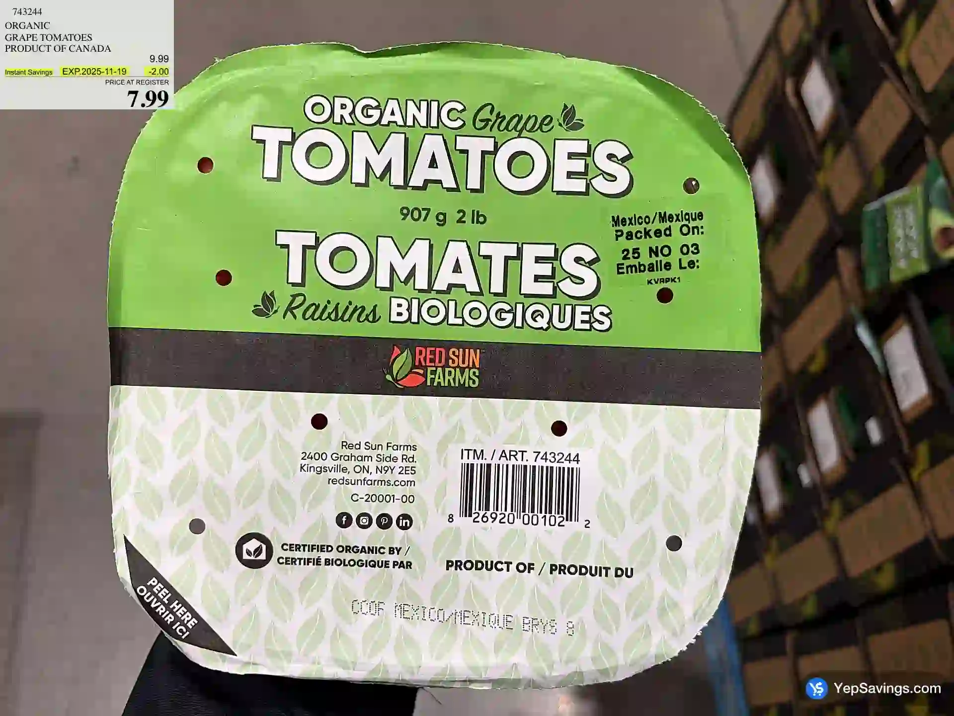 COSTCO ORGANIC GRAPE TOMATOES PRODUCT OF CANADA – (ITM 743244 ...