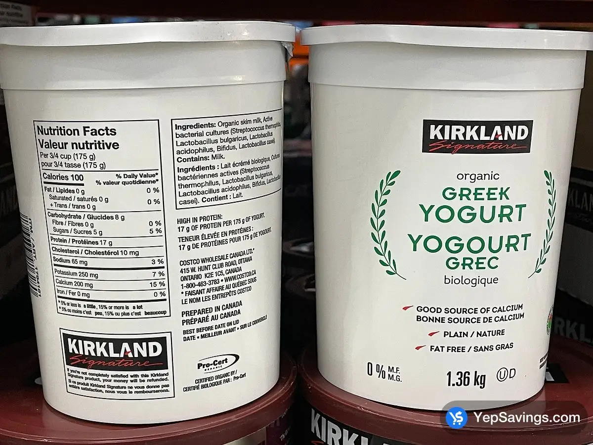KIRKLAND SIGNATURE ORGANIC 0 % GREEK YOGURT 1.36 kg at Costco South Saskatoon