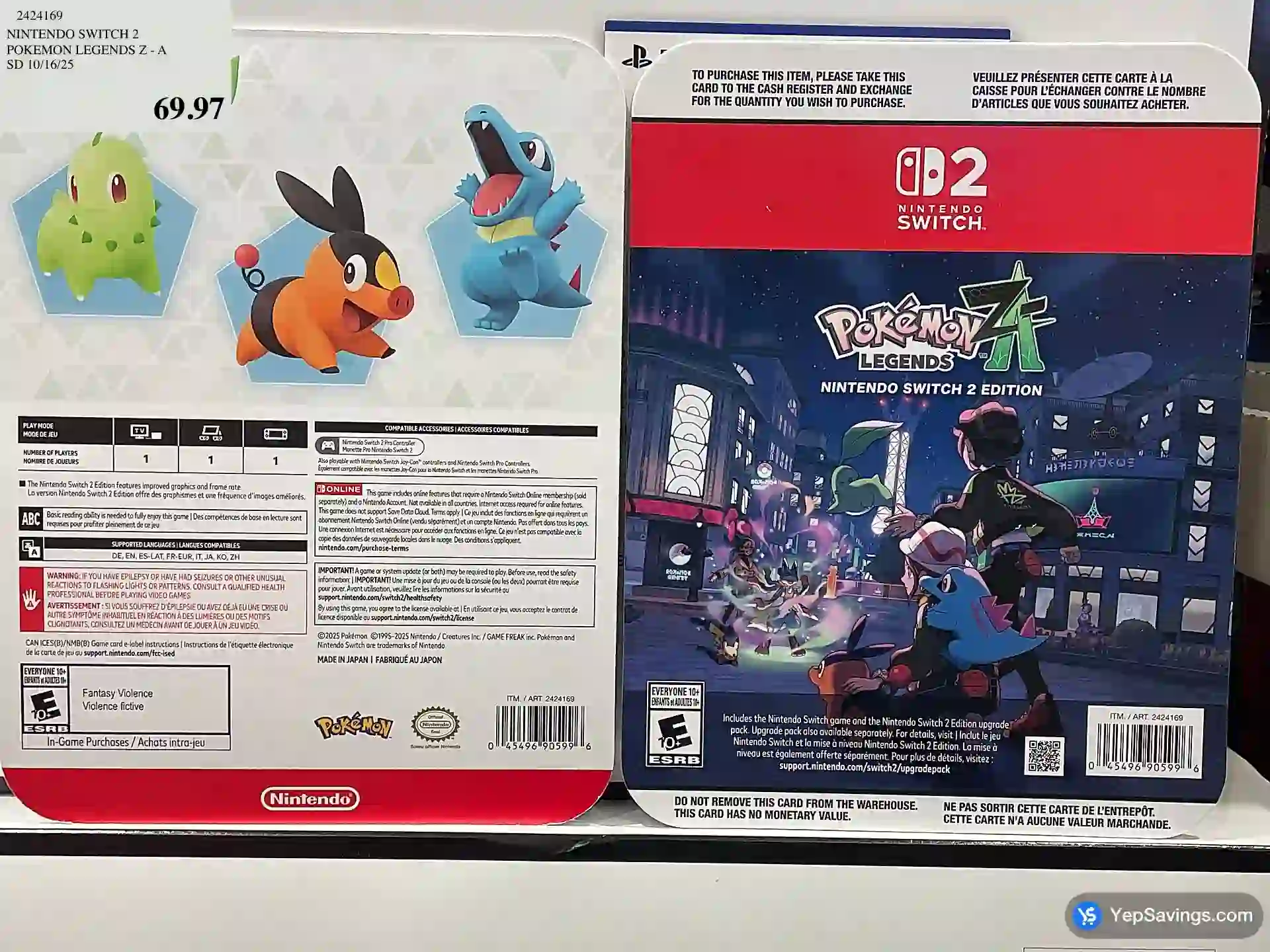 COSTCO NINTENDO SWITCH 2 POKEMON LEGENDS Z - A SD 10/16/25 (ITM 2424169 ...