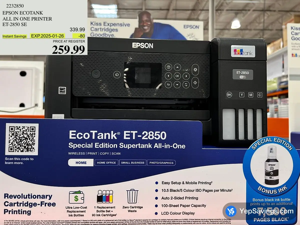 COSTCO EPSON ECOTANK ALL IN ONE PRINTER ET-2850 SE – (ITM 2232850) – Ottawa