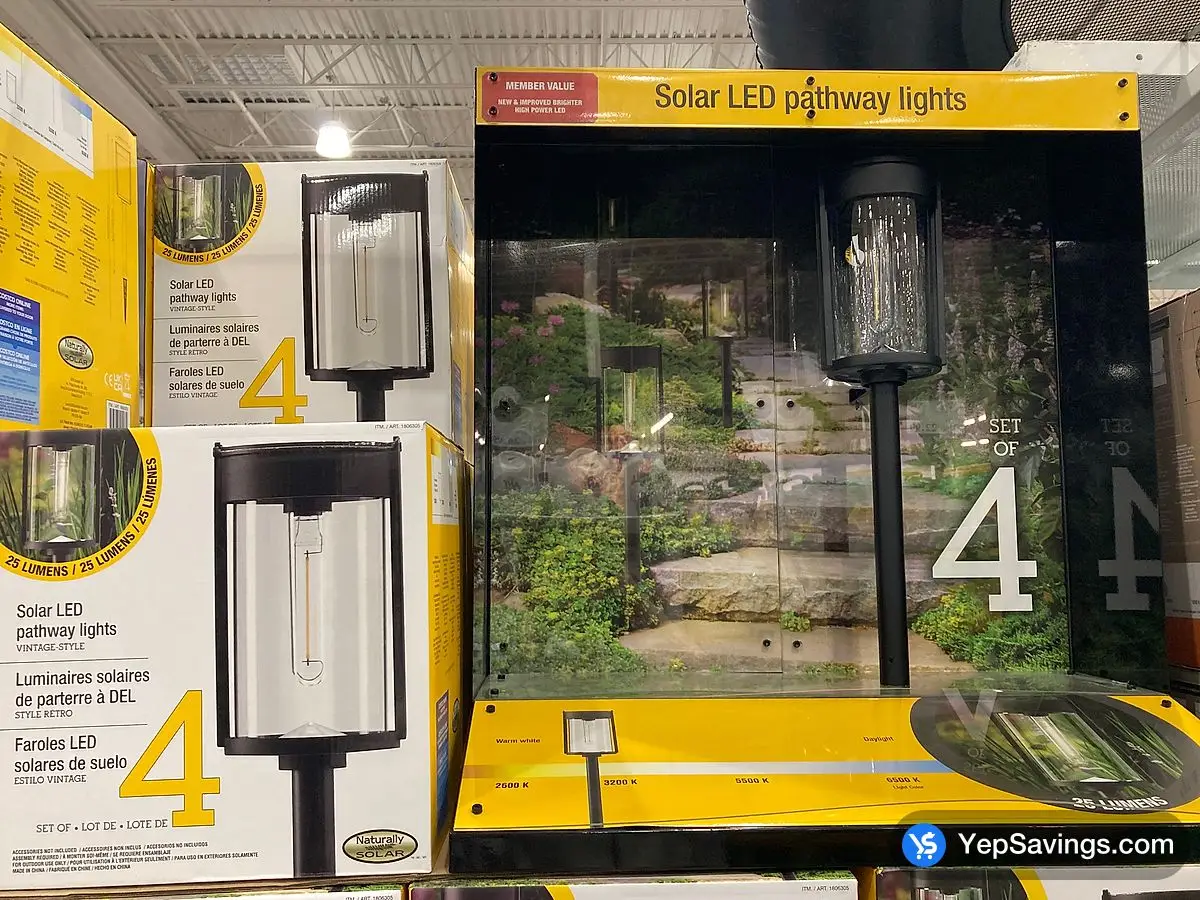 NATURALLY SOLAR SOLAR LED PATHWAY PACK OF 4 at Costco South Saskatoon