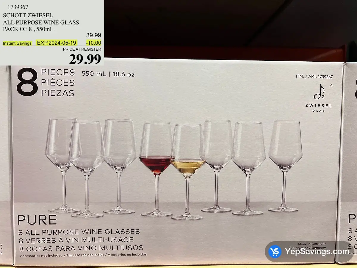 SCHOTT ZWIESEL ALL PURPOSE WINE GLASS PACK OF 8 , 550mL at Costco Elgin Mills Richmond Hill