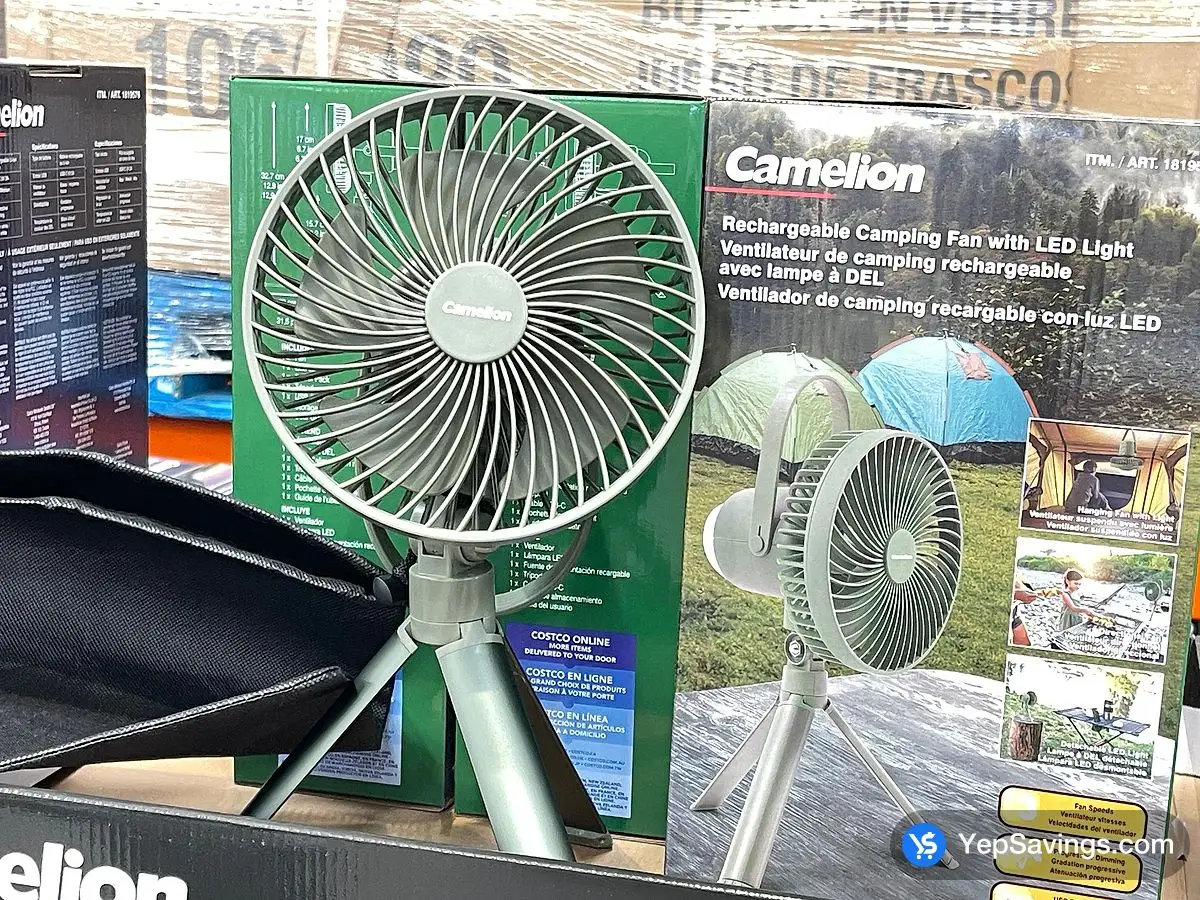 CAMELION RECHARGEABLE FAN WITH LED LIGHT at Costco South Saskatoon