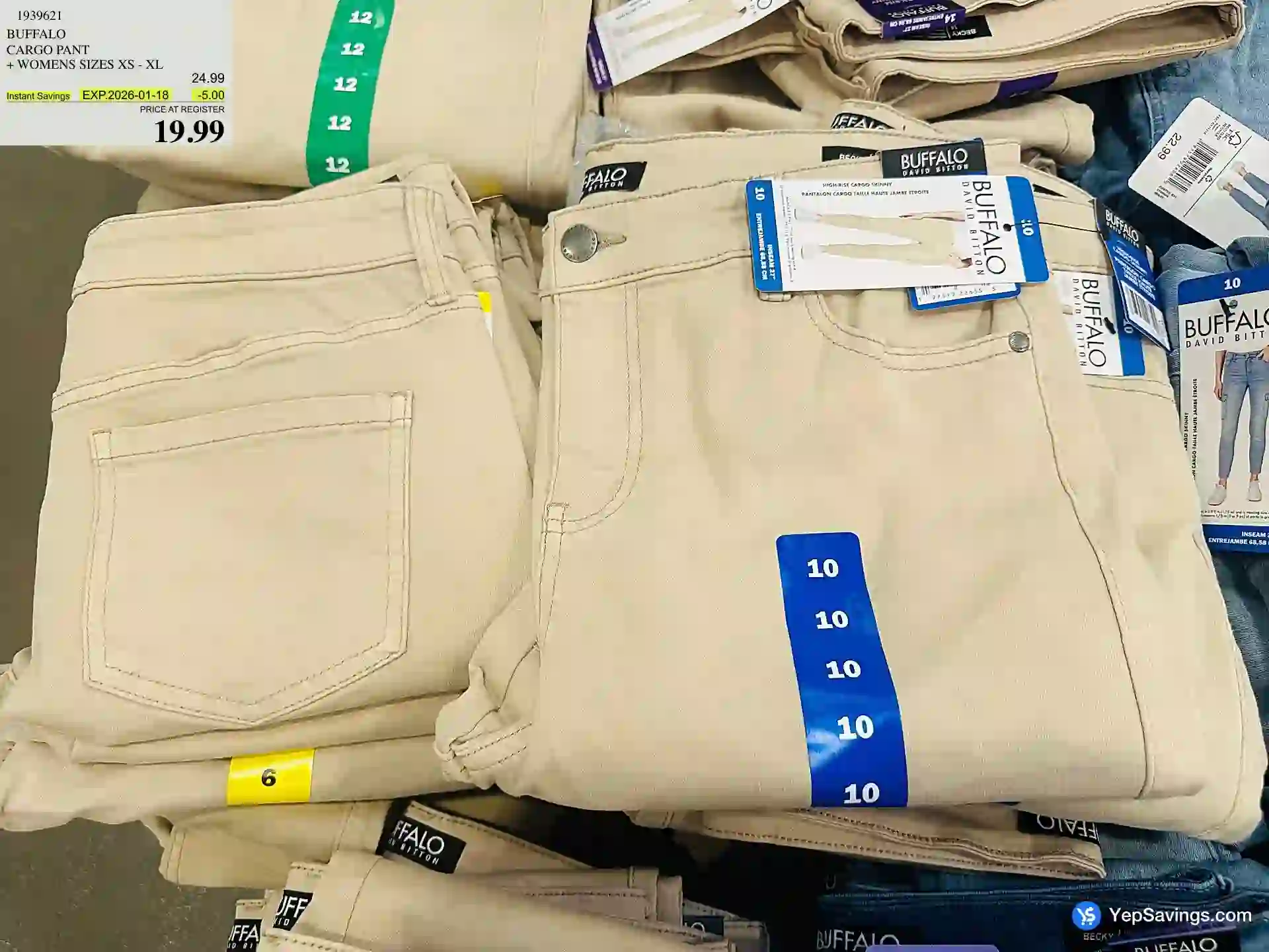 COSTCO BUFFALO CARGO PANT + WOMENS SIZES XS - XL (ITM 1939621 ...