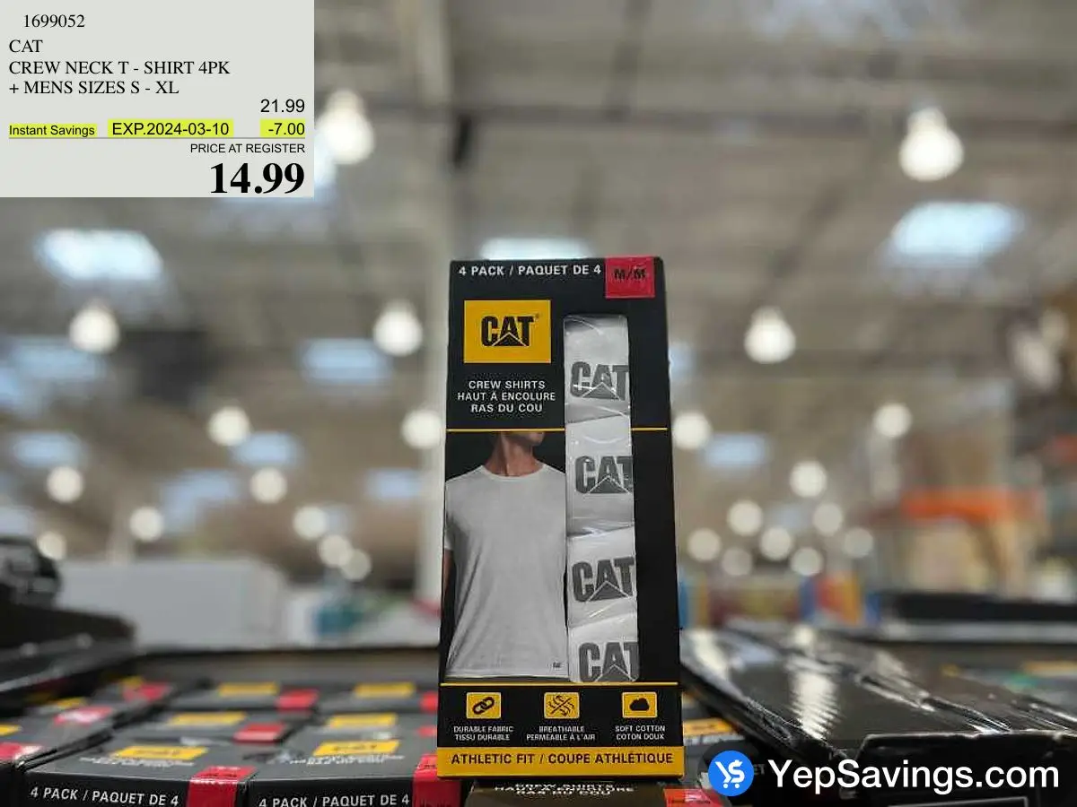 CAT CREW NECK T - SHIRT 4PK + MENS SIZES S - XL at Costco Elgin Mills ...