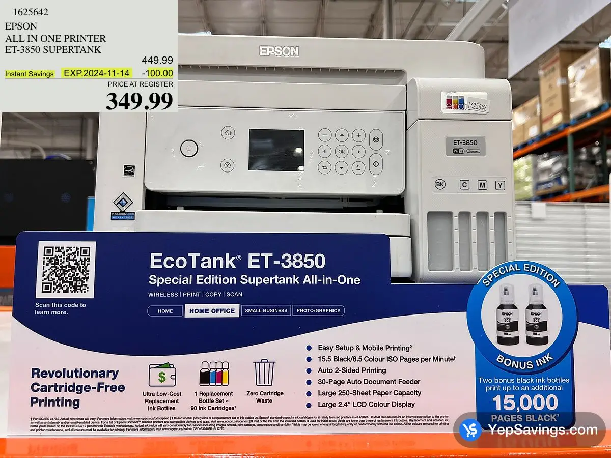 EPSON ALL IN ONE PRINTER ET-3850 SUPERTANK at Costco 693 Wonderland Rd ...