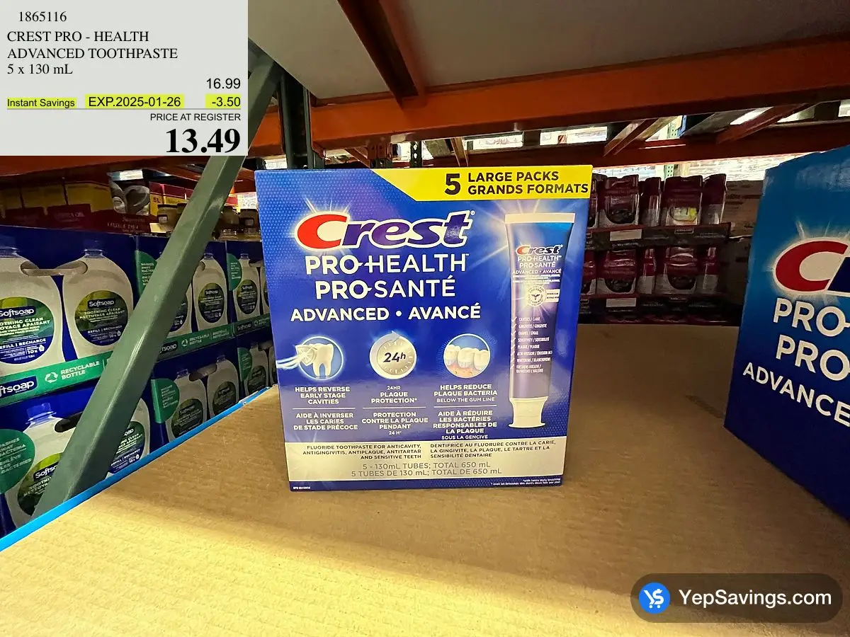 COSTCO CREST PRO - HEALTH ADVANCED TOOTHPASTE 5 x 130 mL – (ITM 1865116 ...