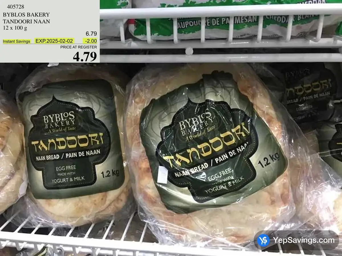 BYBLOS BAKERY TANDOORI NAAN 12 x 100 g at Costco South Saskatoon