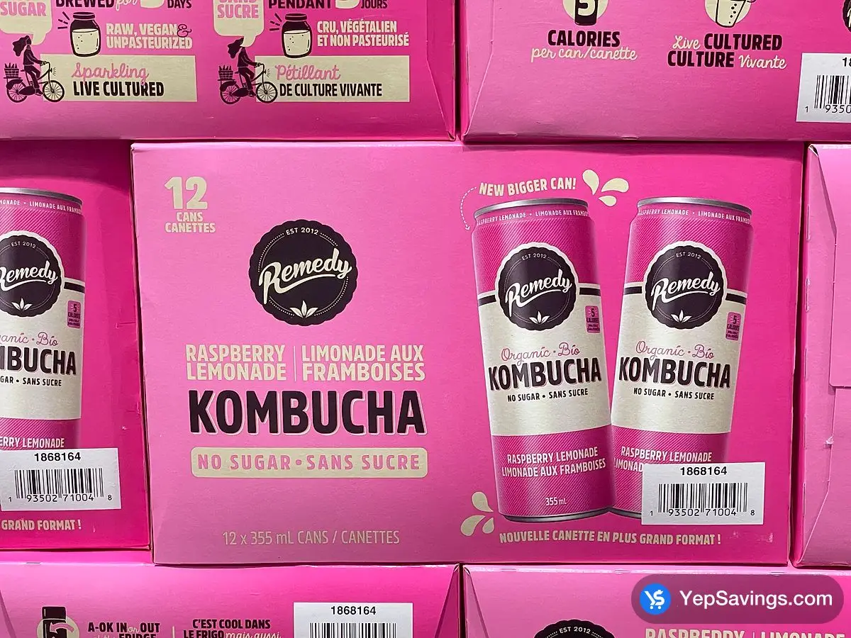 REMEDY KOMBUCHA RASPBERRY LEMONADE 12 x 355 mL at Costco South Saskatoon