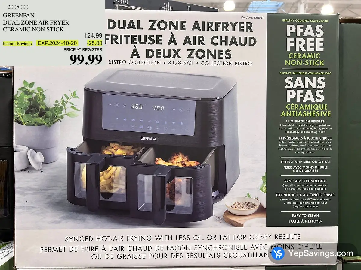 GREENPAN DUAL ZONE AIR FRYER CERAMIC NON STICK at Costco 91 St NW Edmonton