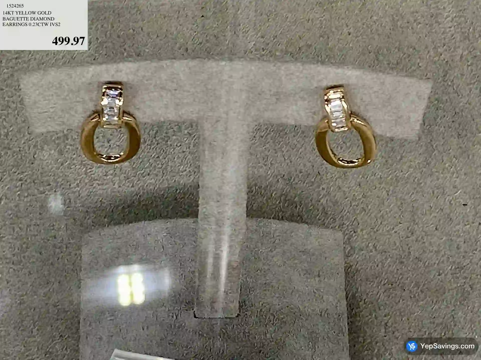 COSTCO 14KT YELLOW GOLD BAGUETTE DIAMOND EARRINGS 0.23CTW IVS2 (ITM ...