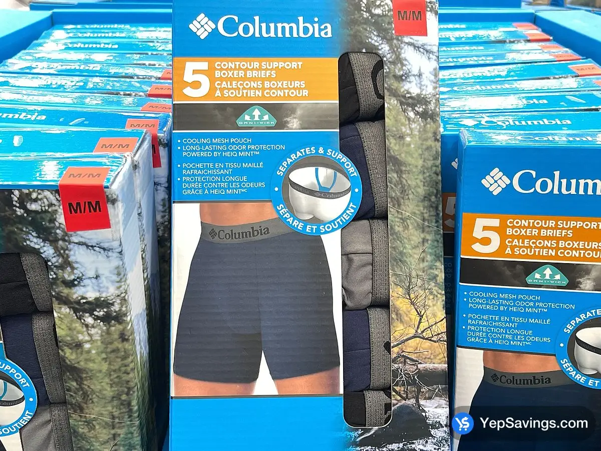 COLUMBIA ACTIVE BOXERS 5PK + MENS SIZES S - XL at Costco South Saskatoon